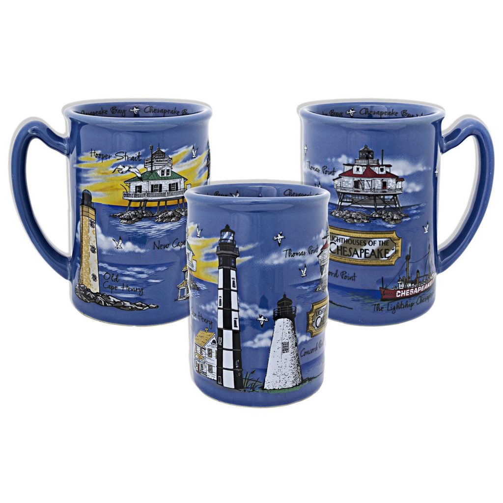 Coffee Mug / Blue Raised - Chesapeake Lighthouses - A. L. Goodies